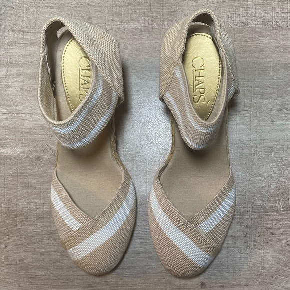 Chaps | Shoes | Chaps Womens Chelsi Espadrilles Tan And White Wedge ...